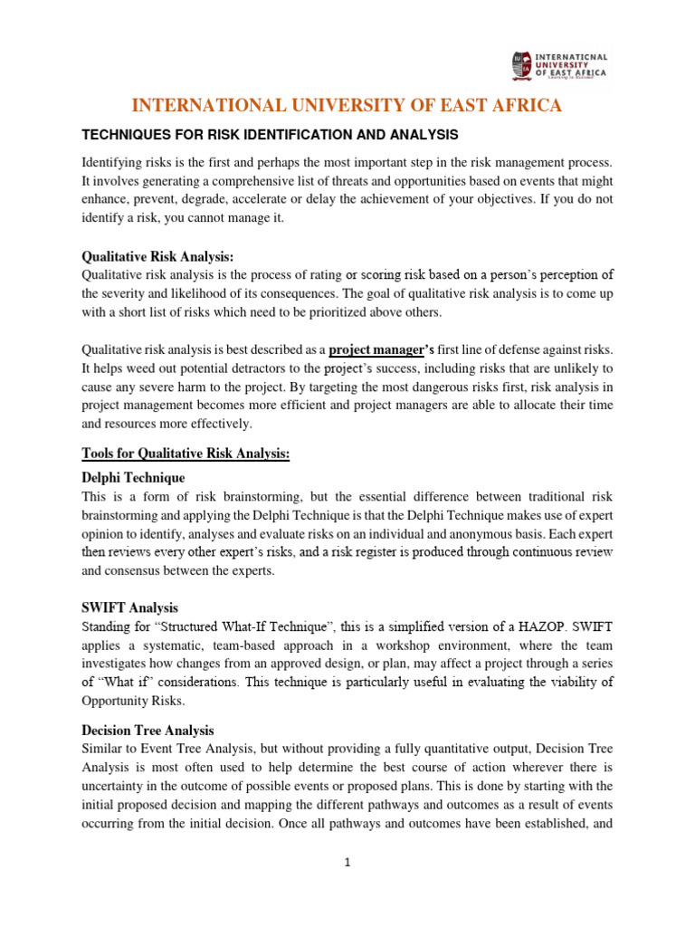 Risk Analysis Techniques Guide | PDF | Risk | Risk Management