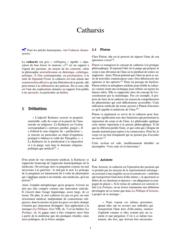 Catharsis : Purgation des Émotions | PDF | Philosophie | Religion et ...