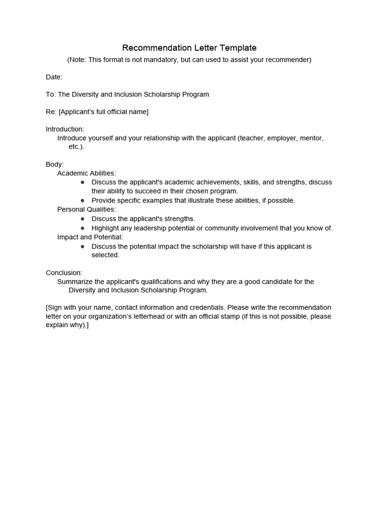 Recommedation Letter Template | PDF