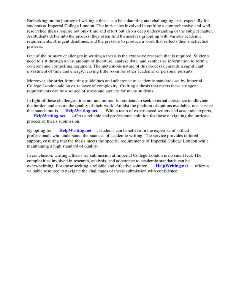 Thesis Submission Imperial College London | PDF