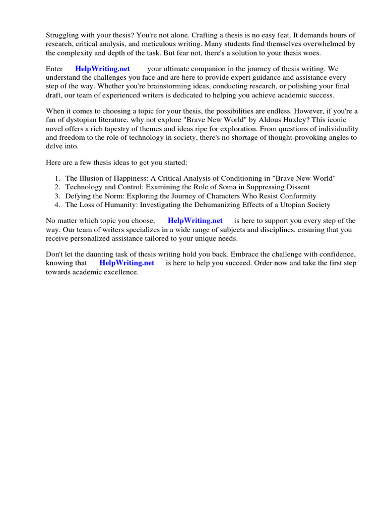 Thesis Ideas For Brave New World | PDF