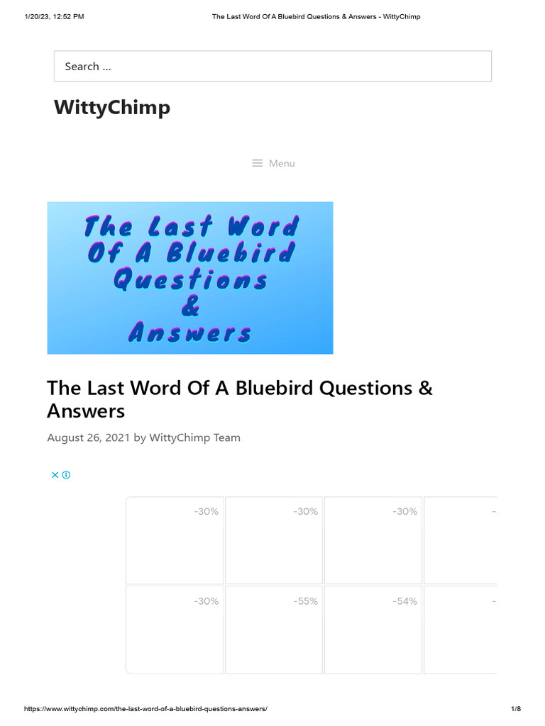 The Last Word of a Bluebird Q&A | PDF