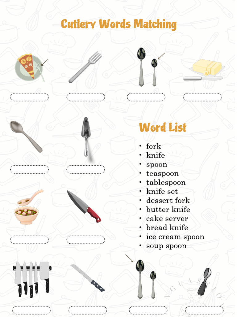 Cutlery Worksheets | PDF
