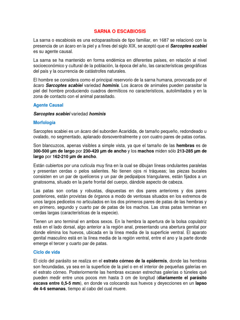 Guía Completa sobre la Sarna (Escabiosis) | PDF