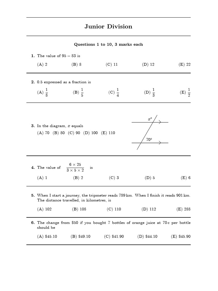 Junior Division AMC 2006 Questions | PDF | Geometry | Mathematics