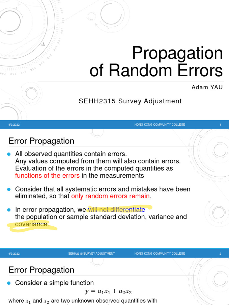 L05-Propagation of Random Errors | PDF | Errors And Residuals | Variance
