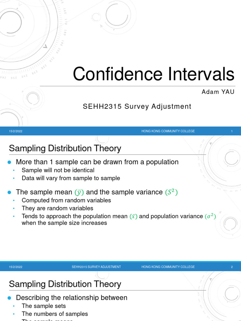 L03 Confidence Intervals Pdf Chi Squared Distribution Variance