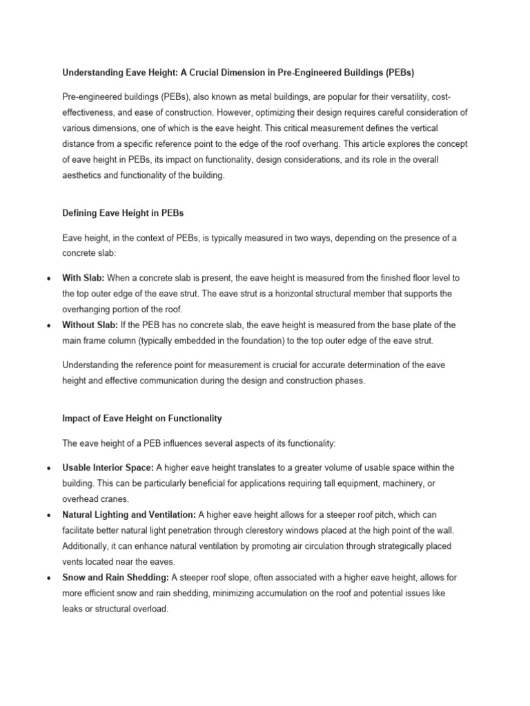 Eaves Height | PDF