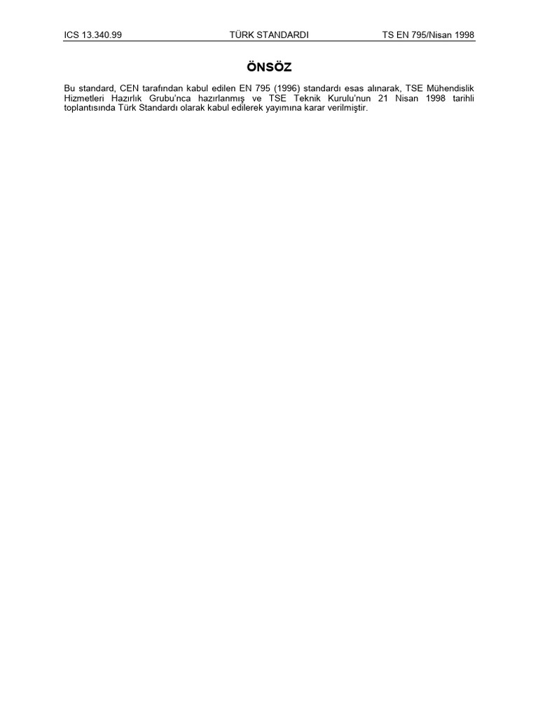 TS EN 795yüksekten Düşmeye Karşı Koruma-Ankraj Cihazları-Özellikler Ve Deneyler | PDF