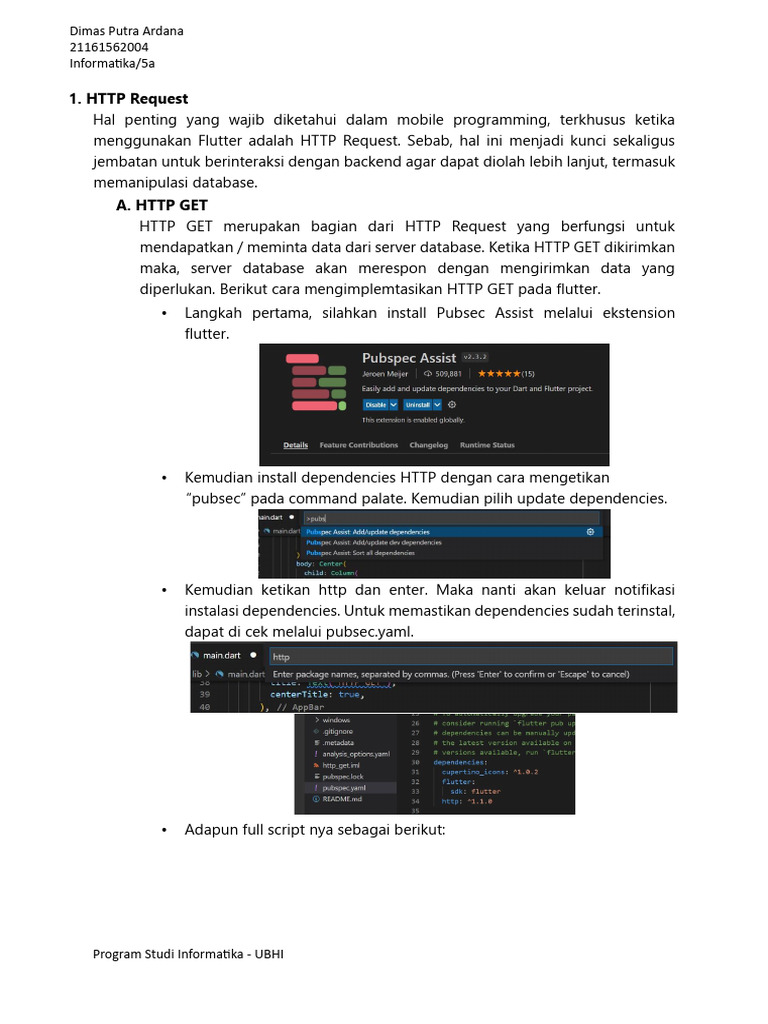Panduan HTTP Request di Flutter | PDF | Komputer | Teknologi & Rekayasa