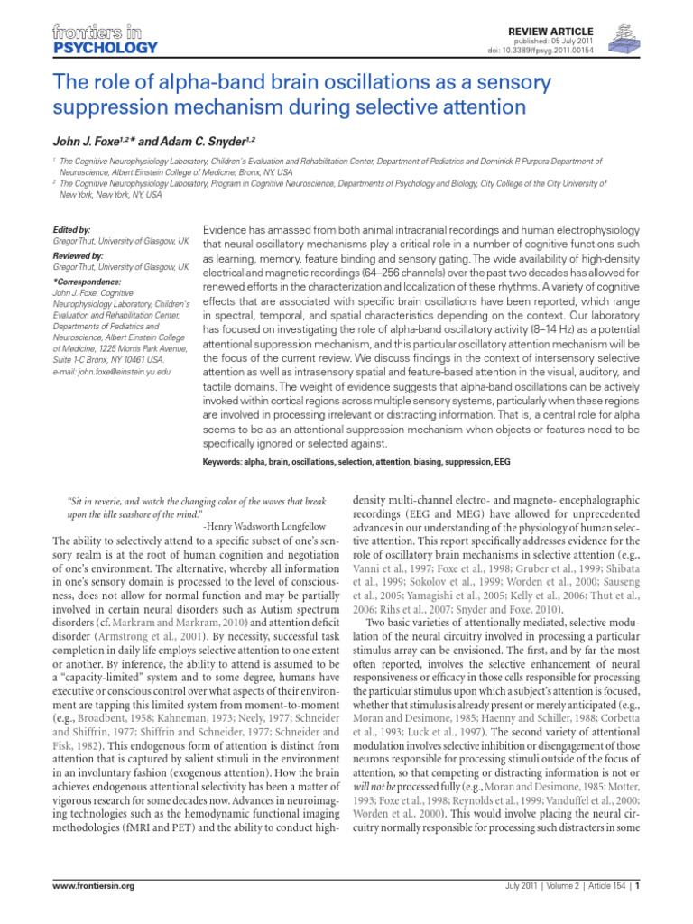The Role of Alpha-Band Brain Oscillations as a Sensory Suppression Mechanism During Selective ...