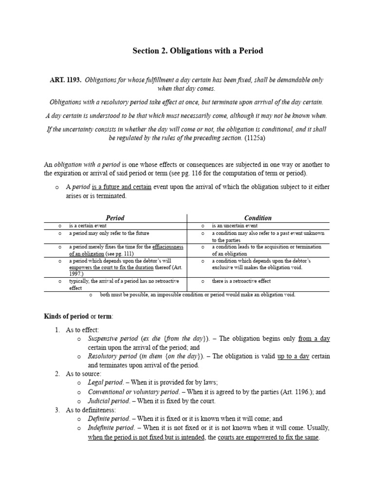 (212.2A) III. Sec. 2. Obligations With A Period | PDF | Guarantee | Justice