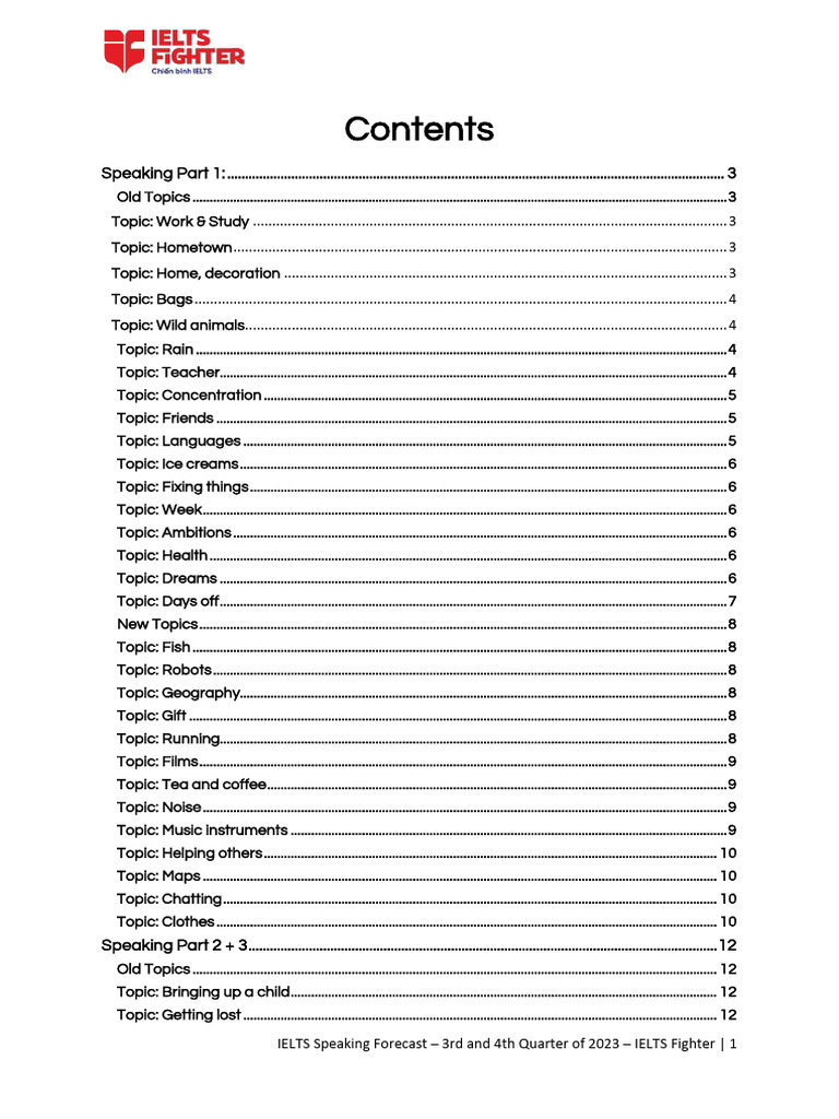 IELTS Speaking - Question Booklet (Q3 & 4) | PDF | Memory