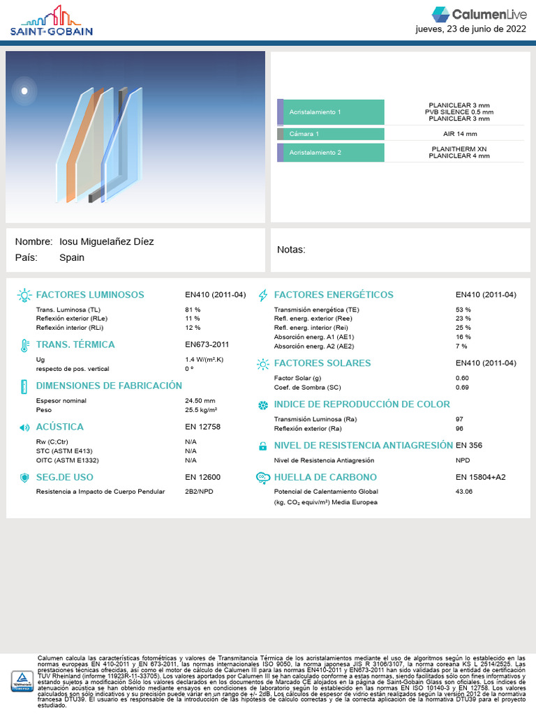 Ficha Tecnica 3+3 Silence - 14-4 Planitherm XN | PDF