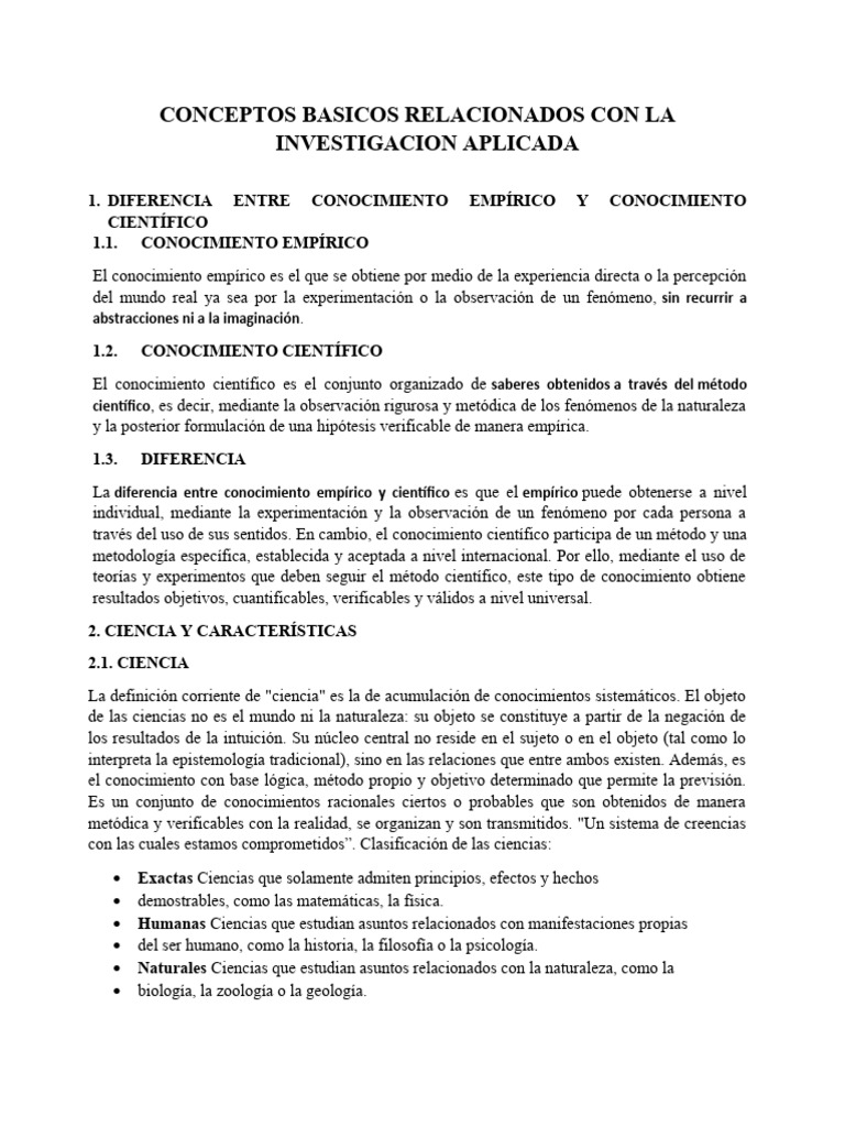 Conceptos Basico Relacionados Con La Investigacion Aplicada | PDF
