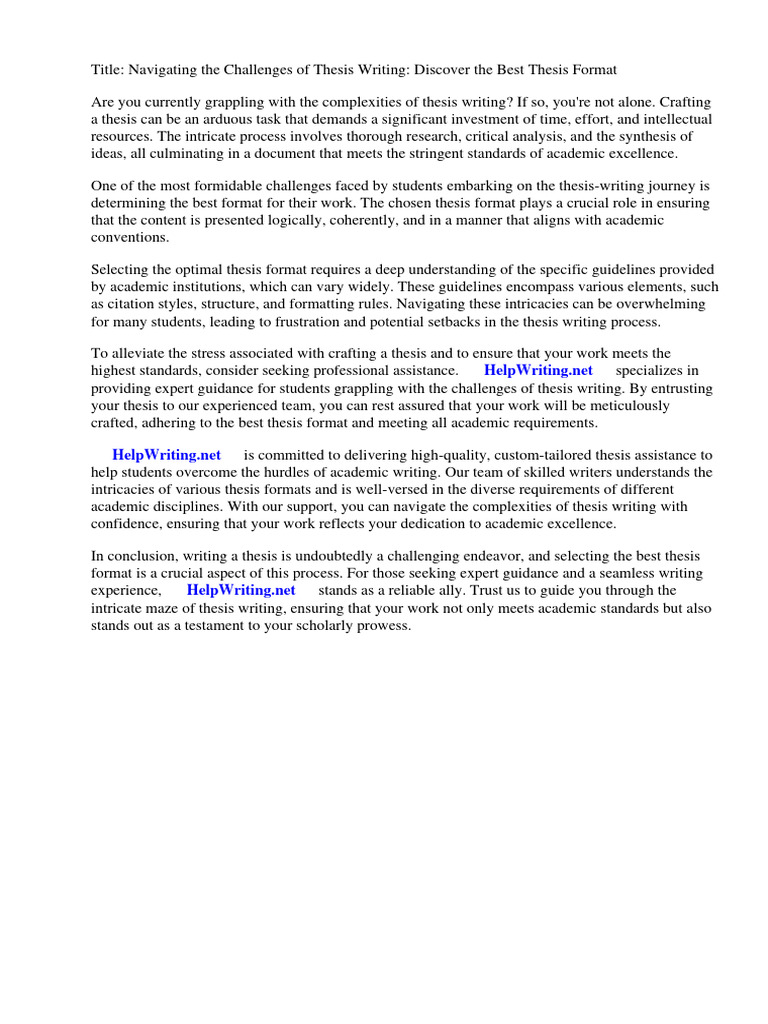 Best Thesis Format | PDF | Thesis