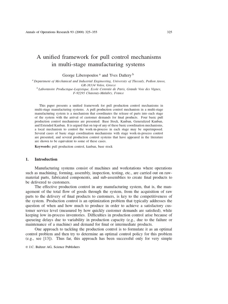 A Unified Framework For Pull Control Mechanisms in Multi-Stage ... A Unified Framework For Pull Control Mechanisms in Multi-Stage ...