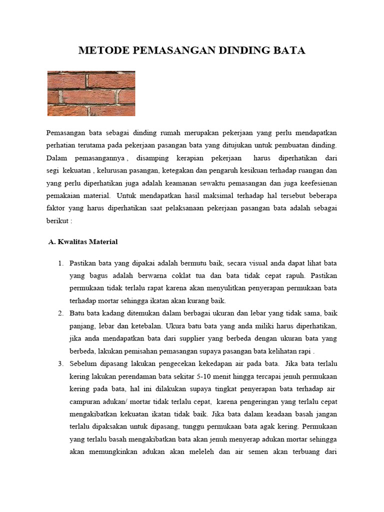 Metode Pemasangan Dinding | PDF | Griya & Taman | Sains & Matematika