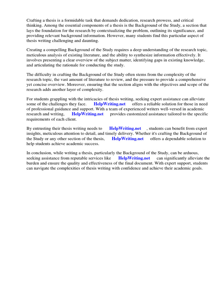 Mastering Thesis Background Writing | PDF