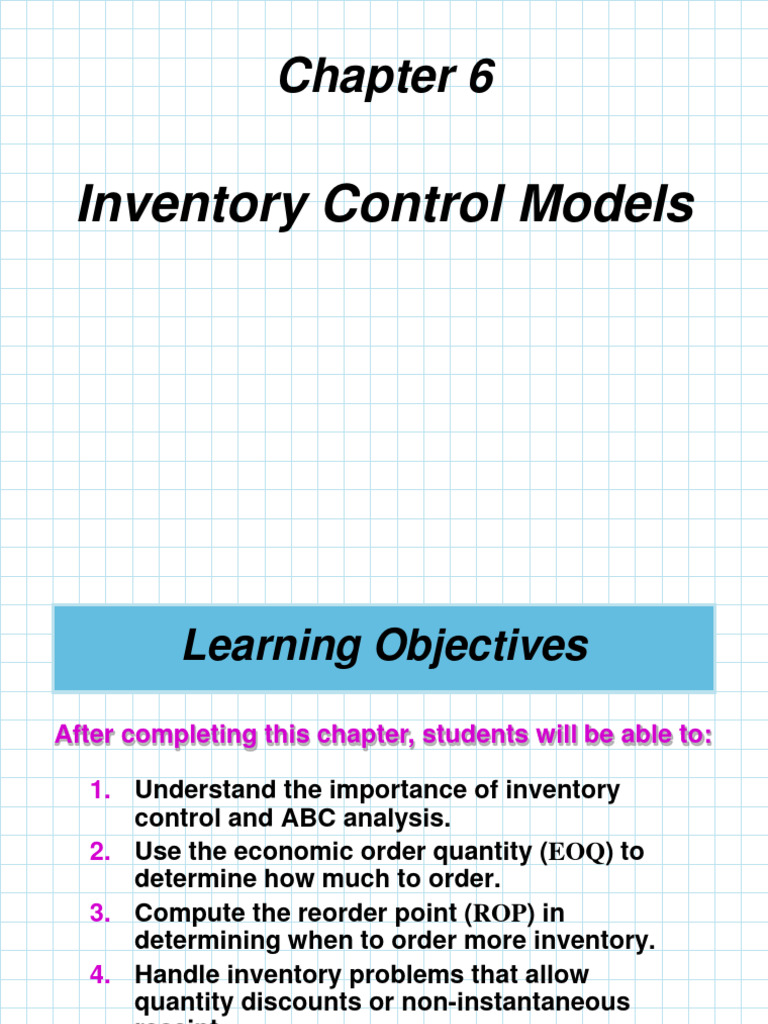 Chapter 6 Inventory Control Models Pdf Finance Money Management