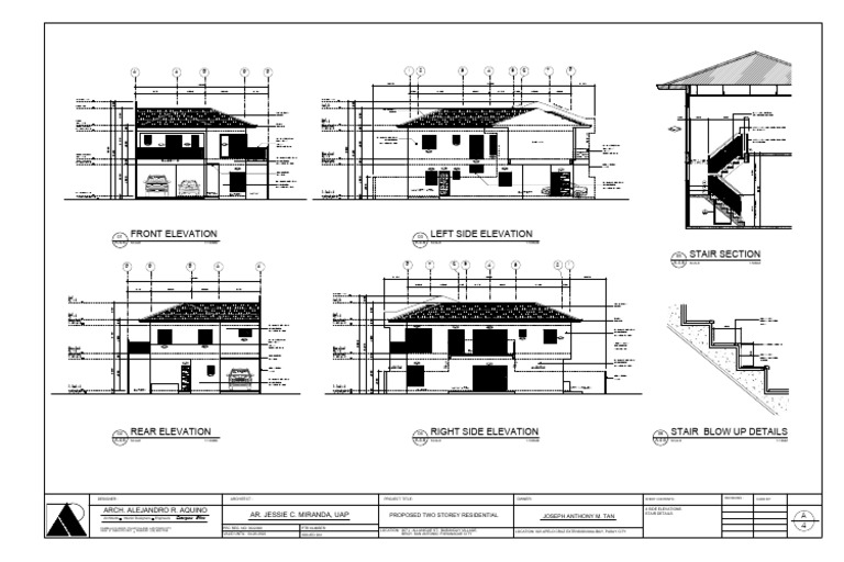Front Elevation Left Side Elevation Stair Section: Stairs | PDF