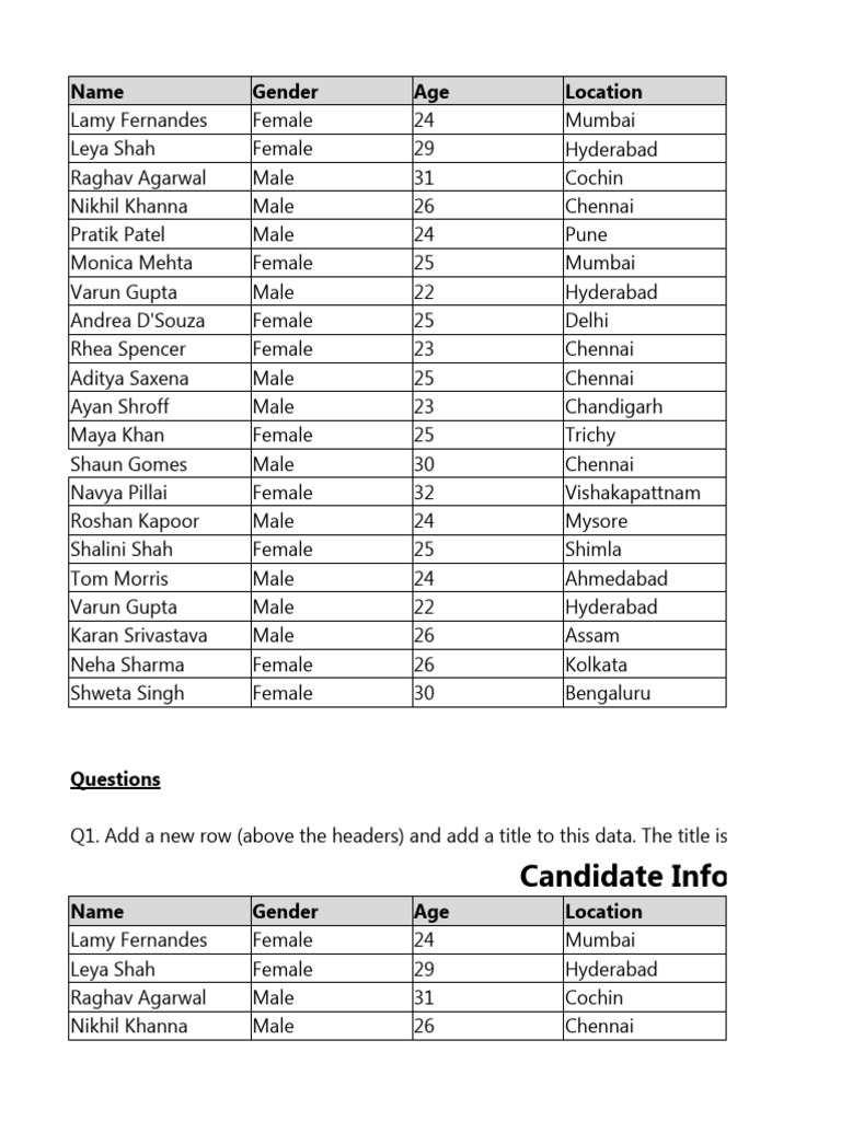 Excel Assignment 1 | PDF