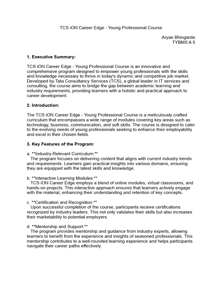 TCS Report | PDF | Mentorship | Learning