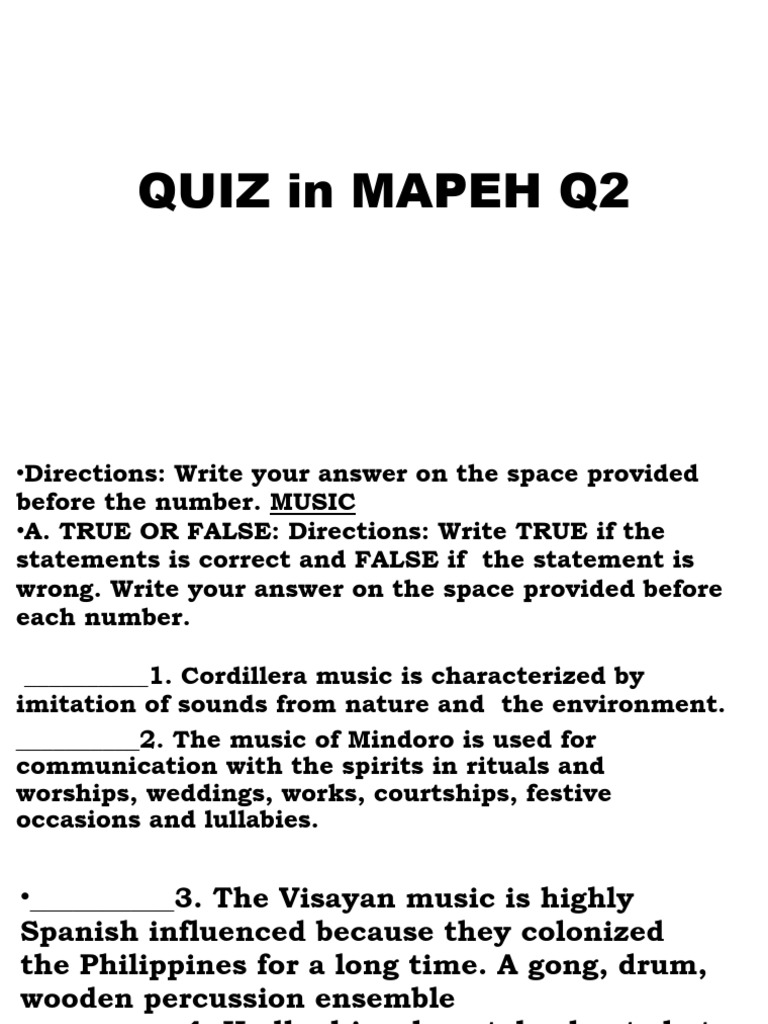 2nd Q Quiz in MAPEH | PDF