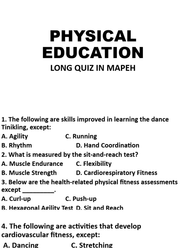 3rd Quarter - Long Quiz (PE & Health) | PDF