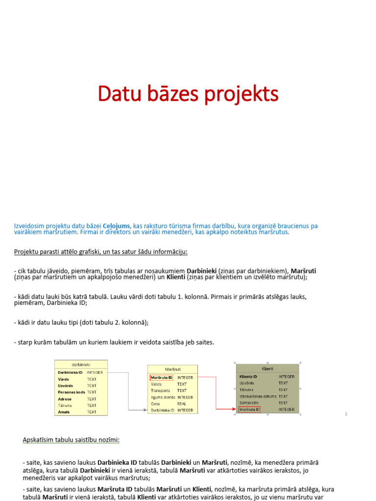 DB Projekts Celojums Skoleniem Labots | PDF