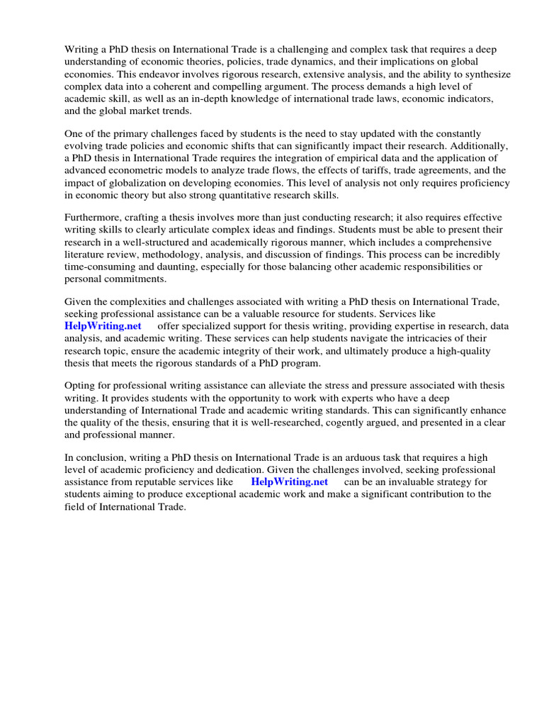 International Trade PHD Thesis | PDF | Economic Growth | Economics