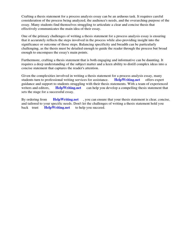 Thesis Statement For Process Analysis Essay | PDF | Career & Growth