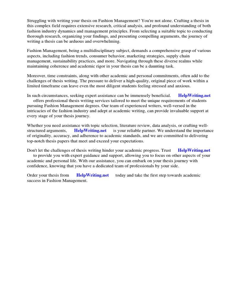Thesis Fashion Management | PDF | Fashion | Thesis