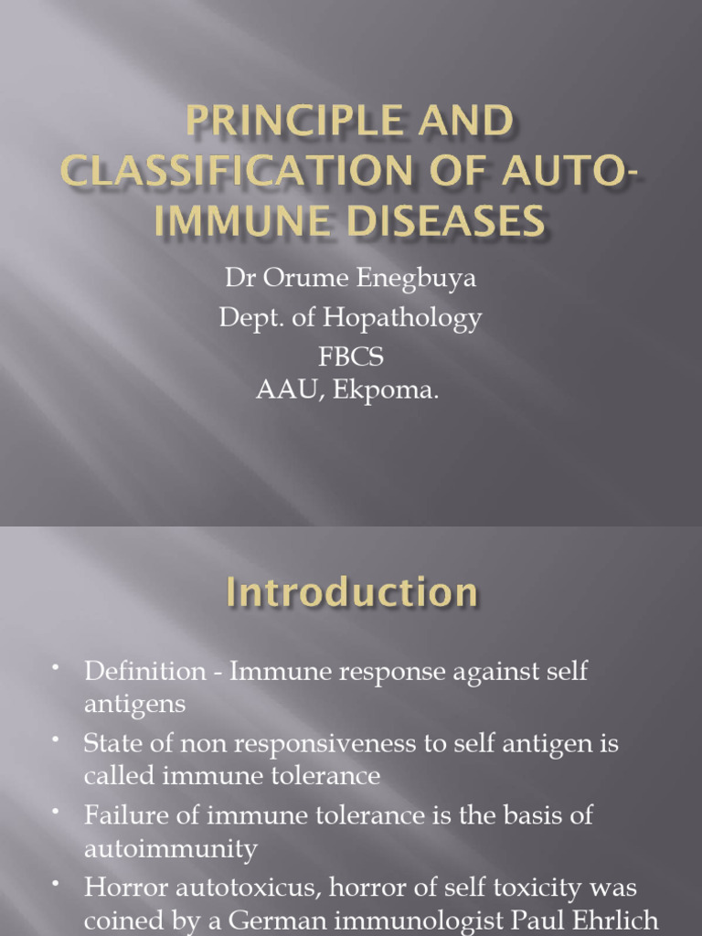 Principle and Classification of Auto-Immune Diseases | PDF | Immune ...