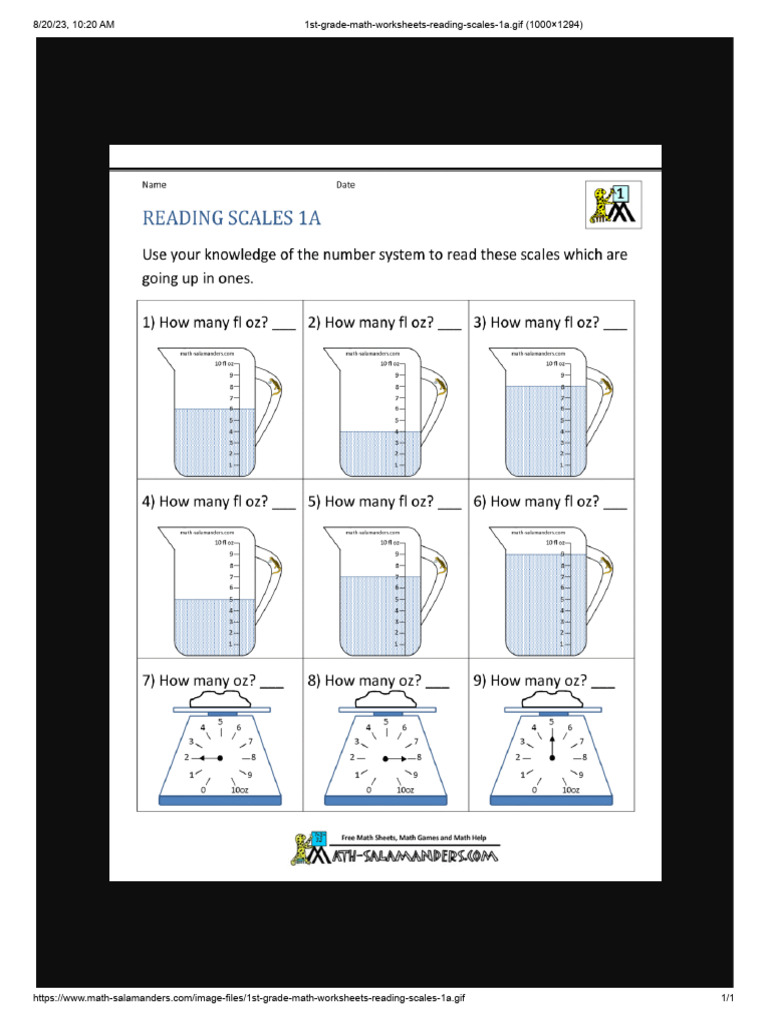 1st Grade Math Worksheets Reading Scales 1a | PDF