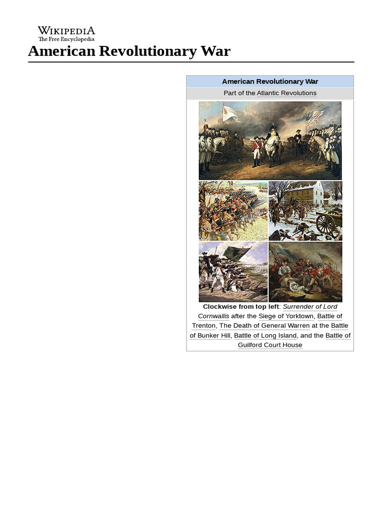 American Revolutionary War Overview | PDF | American Revolutionary War ...