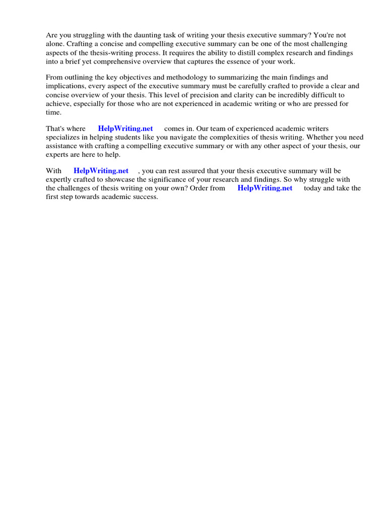 Executive Summary of A Thesis Examples | PDF | Analytics | Thesis
