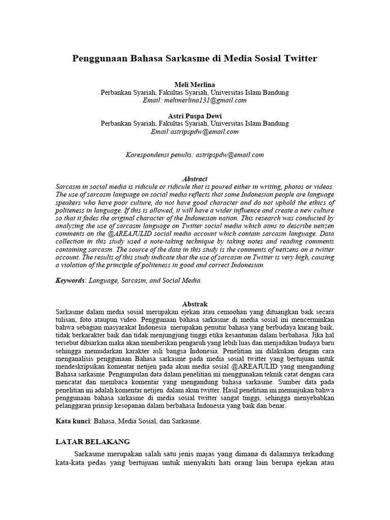 Sarkasme di Twitter: Dampaknya | PDF