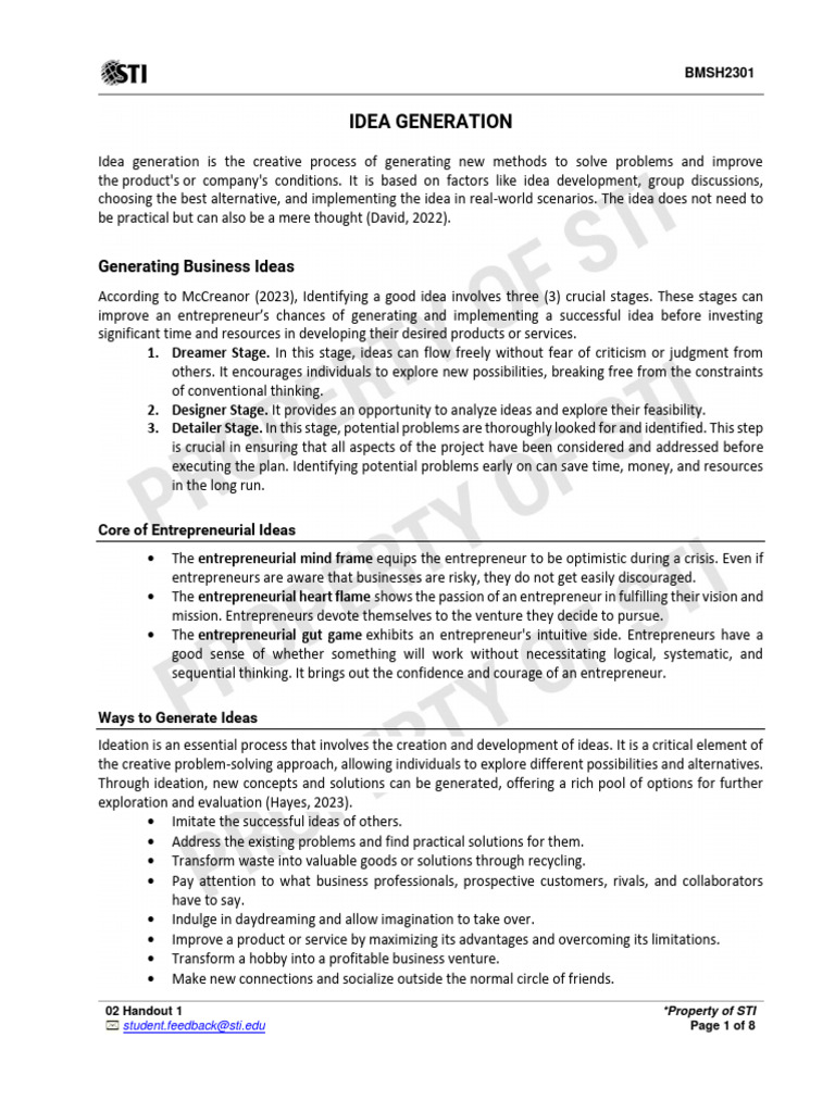 02 Handout 1 | PDF | Entrepreneurship | Swot Analysis 02 Handout 1 | PDF | Entrepreneurship | Swot Analysis