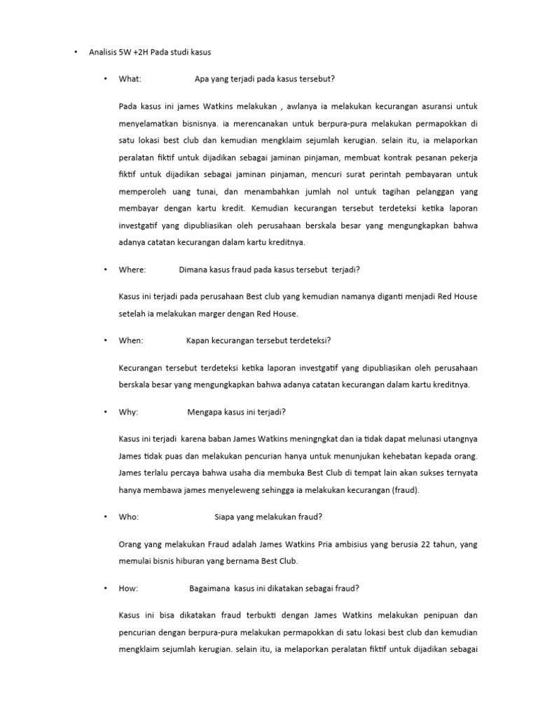 Analisis 5W 1h TUGAS KEL. 2 | PDF