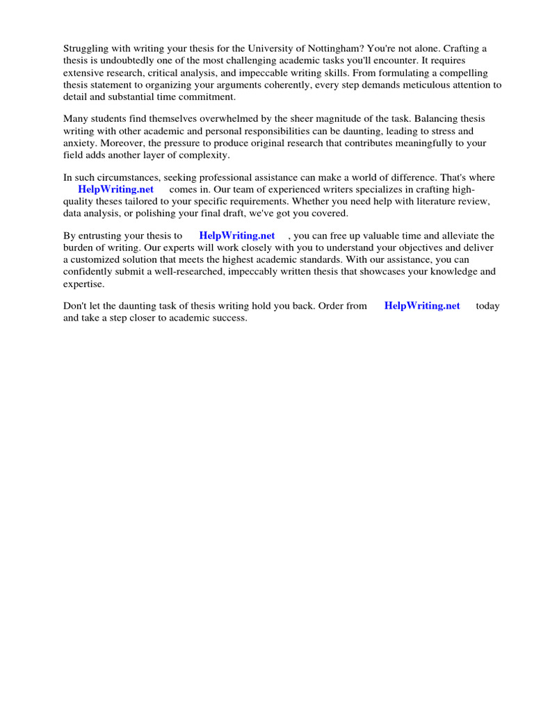 Nottingham Thesis Writing Help | PDF | Thesis | Postgraduate Education