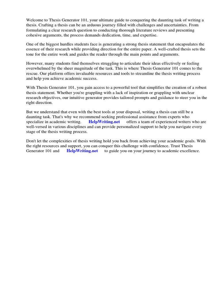 Thesis Generator 101 | PDF | Thesis | Essays