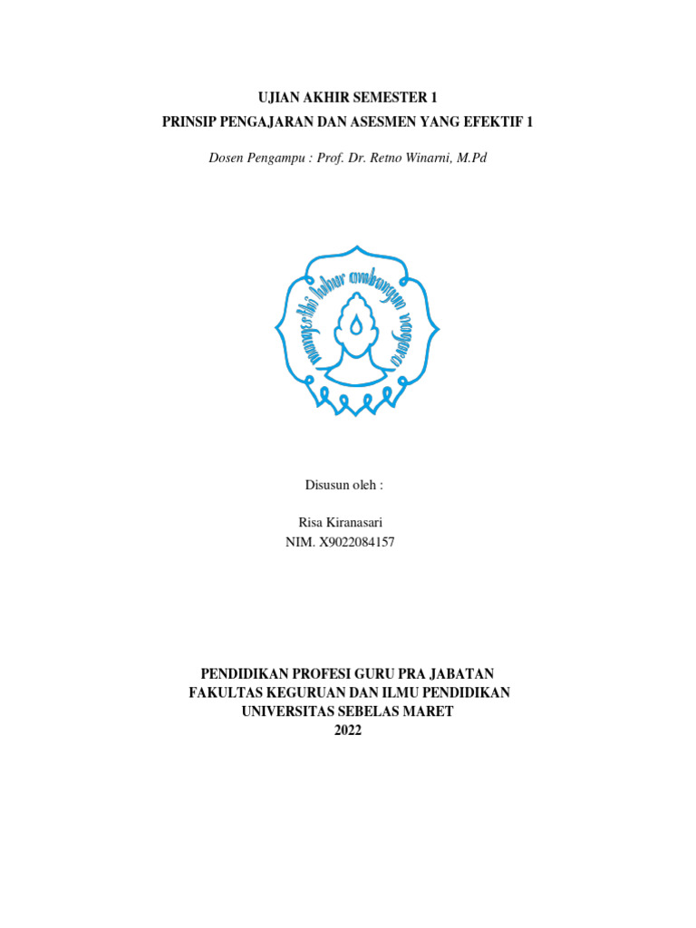 UAS Prinsip Dan Asesmen 1 - Risa Kiranasari - Final | PDF