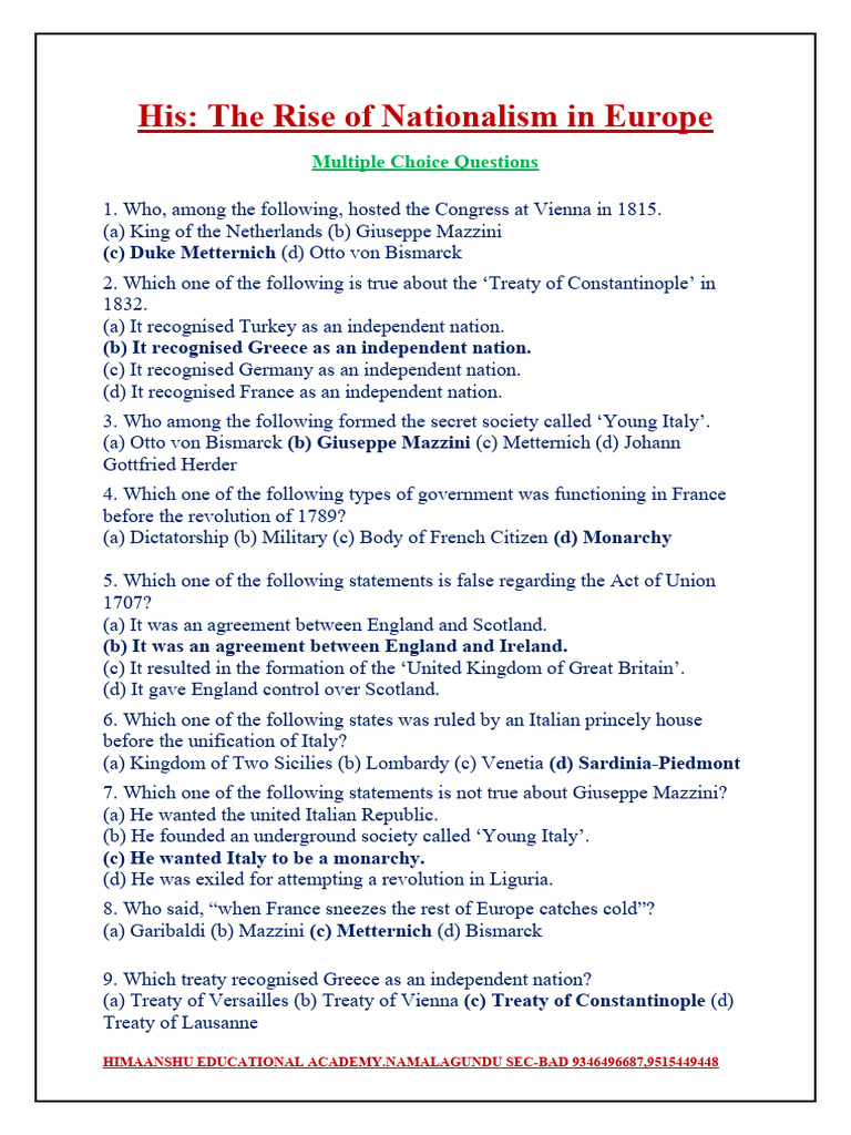 MCQ_nationalism_in_europe[1] | PDF