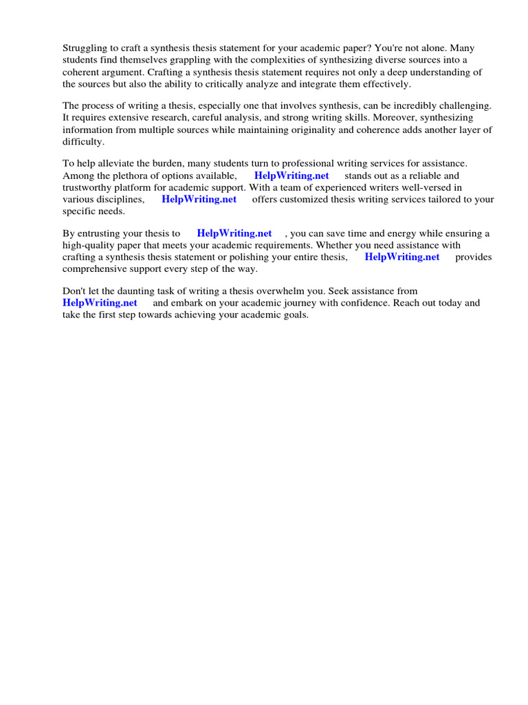 Examples of Synthesis Thesis Statements | PDF | Essays | Dialectic