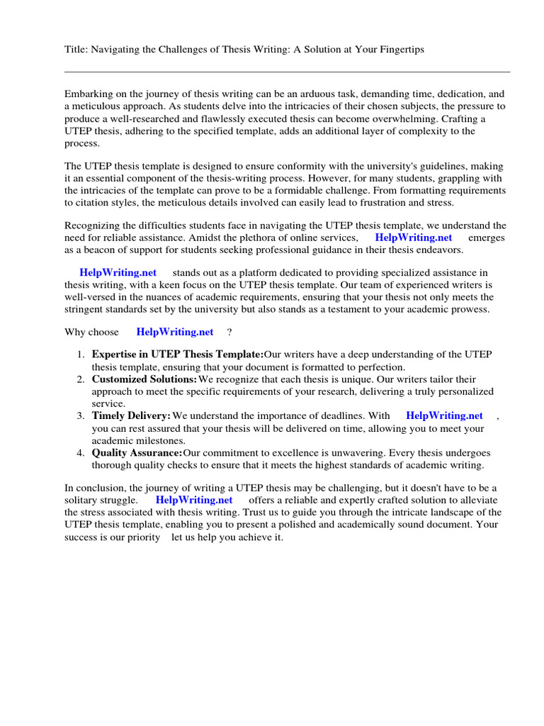 Utep Thesis Template | PDF