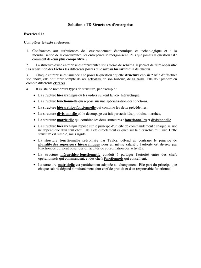 2 Solution TD Structures | PDF | Business | Économie
