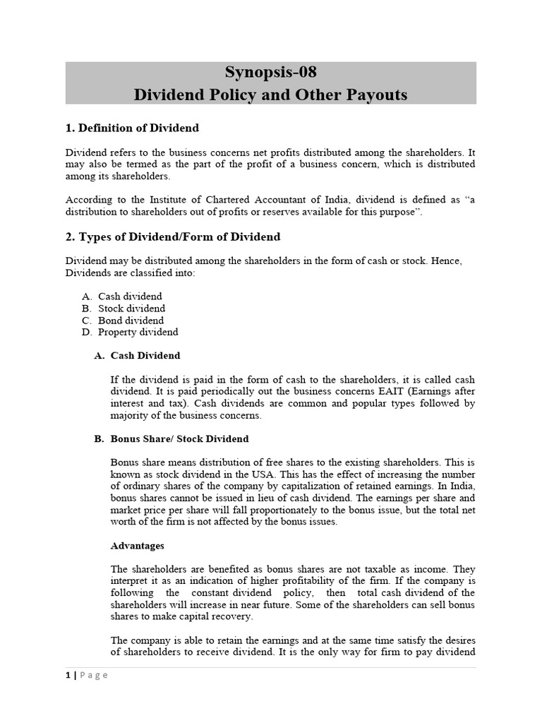 Understanding Dividend Policies and Types | PDF