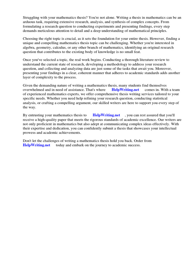 Examples of Mathematics Thesis Topics | PDF | Career & Growth