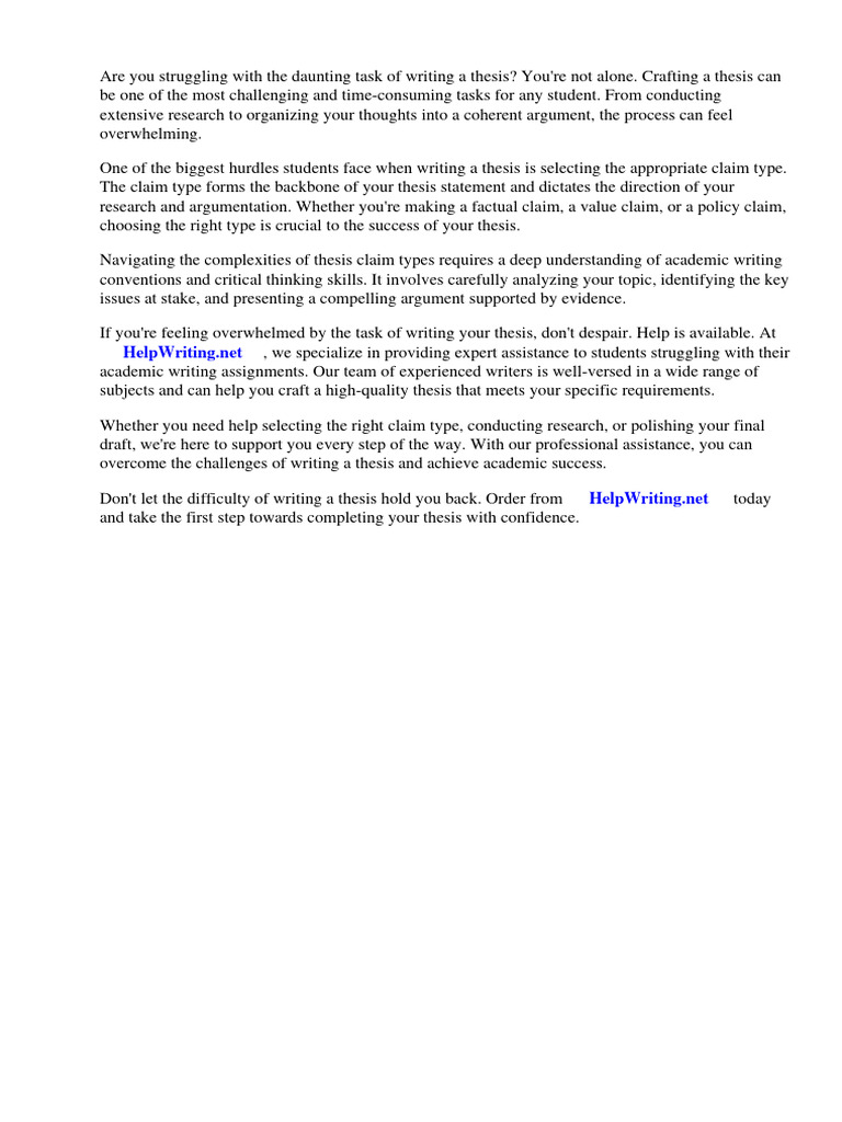 Thesis Claim Types | PDF | Essays | Thesis